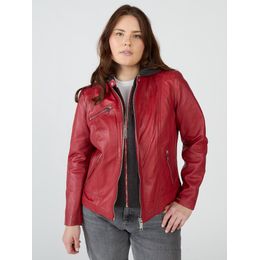 Maze Damen Lederjacke "42021318", rot, Gr. 50, Obermaterial: 100% Lammleder; Futter: 100% Baumwolle; &Auml;rmelfutter: 100% Polyester; Kapuze: 55%