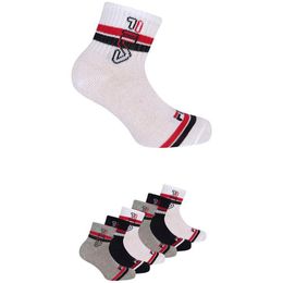 Fila M&auml;dchen Kurzsocken "JUNIOR BOY QUARTER SOCKS", Gr. 31, wei&szlig;, Baumwollmischung, unifarben, Socken, sportliches Design mit dynamischen Streifen