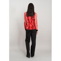 Seidel Moden Damen Langarmshirt, rot, Gr. 42, bedruckt, Jersey, Obermaterial: 94% Viskose, 6% Elasthan, Shirts, mit grafischem Print - MADE IN GERMANY