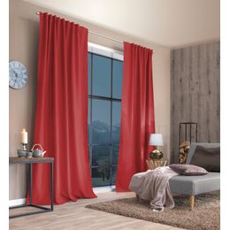 Vorhang HOME BASICS, B:135cm H:225cm, rot, Polyester, Wohnzimmer, Gardinen, "ESKIMO", Thermostoff Uni ESKIMO