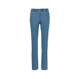 GOLDNER Damen Regular-fit-Jeans "Kurzgr&ouml;&szlig;e Edel geschm&uuml;ckte Jeansschlupfhose LOUISA", blau, Gr. 19, Obermaterial: 75% Baumwolle CO. 23% Polyester