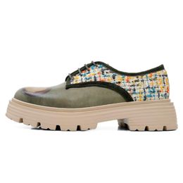 DOGO Damen Ballerina "Brooklyn Painting-Of-A-Lady Damen Halbschuhe", Gr. 41, bunt, Lederimitat, Schuhe, Handgefertigt