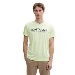 Tom Tailor Herren Rundhalsshirt, gr&uuml;n, Gr. M, Single Jersey, Obermaterial: 100% Baumwolle, Shirts, mit Logoprint