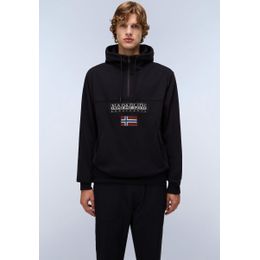 Napapijri Herren Kapuzensweatshirt "BURGEE", schwarz, Gr. S, unifarben, Sweatware, Obermaterial: 90% Baumwolle, 10% Polyester, Sweatshirts, Regular