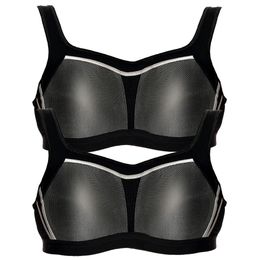 Viania Damen Sport-BH "2er Pack Sport BH extreme", Gr. 80, schwarz, Obermaterial: 81% Polyester PES. 16% Polyamid PA. 3% Elasthan EL., BHs