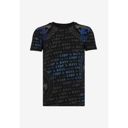 Cipo & Baxx CIPO & BAXX Herren T-Shirt "T-Shirt", schwarz, Gr. XL, bedruckt, 95% Baumwolle, 5% Elasthan, Shirts, Alloverprint mit Markenschriftzug