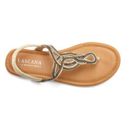 Lascana Damen Zehentrenner, Gr. 41, beige, Obermaterial: 100% Textilmaterial. Decksohle: 100% Lederimitat. Futter: 100% Lederimitat. Laufsohle: 100%