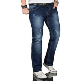 Herren Regular-fit-Jeans "ASJulio", blau, Gr. 40, Alessandro Salvarini, Destroyed-Effekte, leichte Abriebeffekte, Denim/Jeans, Obermaterial: 100%