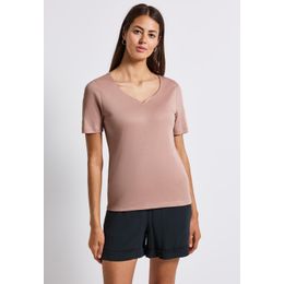 Street One Damen T-Shirt, rosa, Gr. 34, unifarben, Web, 50% Baumwolle, 50% Modal, Shirts, im soften Baumwoll-Mix