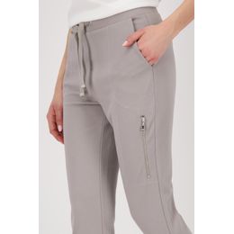 monari Damen Jogger Pants "Hose Basic Rippe"greige, Gr. 46, clean, unifarben, Web, Obermaterial: 77% Viskose, 20% Polyester, 3% Elasthan, Hosen, mit