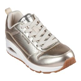 Skechers Damen Sneaker "Uno - Metallixs", Gr. 38, gold, Leder, metallic, Schuhe, Keilsneaker, Plateausneaker, Schn&uuml;rschuh mit Skech-Air