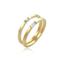 Elli Damen Solit&auml;rring "Ring Solit&auml;r Zirkonia Klassik Set 925 Silber", 58mm,mit Steinen, Silber 925 (Sterlingsilber), gold, Silber 925