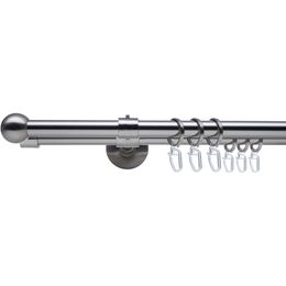 Gardinenstange Liedeco, L:240cm &Oslash;:16mm, silber, Eisen, Gardinenstangen, "Stilgarnitur, Komplettgarnitur 16 m Kugel Set", Gardinenstange Komplett