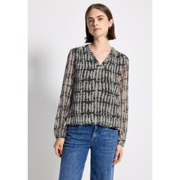 Damen Chiffonbluse, schwarz, Gr. 36, STREET ONE STUDIO, gemustert, Stoff, Obermaterial: 100% Polyester. Futter: 100% Modal, Blusen, mit grafischem