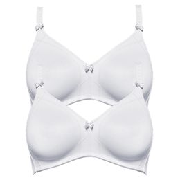 SuSa Damen B&uuml;gelloser BH "2er Pack BH ohne B&uuml;gel Topsy", Gr. 90, wei&szlig;, Obermaterial: 82% Polyamid PA. 18% Elasthan EL., BHs