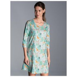 TRIGEMA Damen Nachthemd "TRIGEMA Nachthemd mit Allover-Print", Gr. XL, blau, 100% Baumwolle, Basic, Kleider