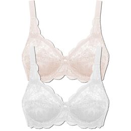 SuSa Damen B&uuml;gel-BH "2er Pack B&uuml;gel BH Latina", Gr. 85, wei&szlig;, Obermaterial: 77% Polyamid PA. 15% Baumwolle CO. 8% Elasthan EL., BHs