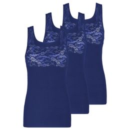 Nina von C. Damen Achselhemd "3er Pack Damen Achselhemd Fine Cotton", Gr. 42, blau, Obermaterial: 100% Baumwolle CO., Unterhemden