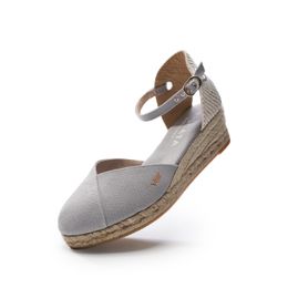 VISCATA Damen Espadrille "Pubol", Gr. 39, grau, Textil, Schuhe, mit schmalem Kn&ouml;chelriemen
