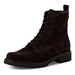 Tamaris Damen Schn&uuml;rstiefelette, Gr. 37, braun, Veloursleder, unifarben, Schuhe, Blockabsatz, Schn&uuml;rboots, Businessschuh mit dezenten Ziern&auml;hten