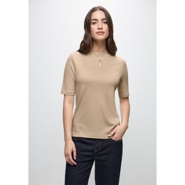 T-Shirt Street One, Damen, Gr. 44, sanded beige, Web, 50% Baumwolle, 50% Modal, unifarben, normal normal, Rundhals, abgesteppt, Shirts T-Shirt, im soften Baumwoll-Mix