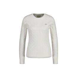 Gant Damen Sweater "Strickpullover STRETCH COTTON CABLE C-NECK", beige, Gr. S, Obermaterial: 88% Baumwolle CO. 10% Polyamid PA. 2% Elasthan EL.,