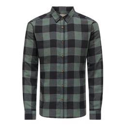 Only & Sons ONLY & SONS Herren Karohemd "ONSGUDMUND LS CHECKED SHIRT NOOS", gr&uuml;n, Gr. XL, kariert, Web, Obermaterial: 100% Baumwolle, Hemden