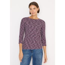 3/4-Arm-Shirt Cecil, Damen, Gr. M (40), eggplant rot, Web, 95% Baumwolle, 5% Elasthan, gestreift, comfort fit normal, U-Boot-Ausschnitt, abgesteppt, Shirts, aus Baumwolle mit Stretchante
