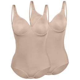 Sassa Mode SASSA Damen Body "2er Pack Body mit B&uuml;gel Basic Control", Gr. 80, beige, Obermaterial: 83% Polyamid PA. 17% Elasthan EL., Bodys