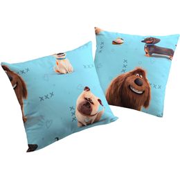 Dekokissen WIRTH, B:50cm L:50cm, blau, Polyester, Dekokissen_Sitzkissen_Kissenh&uuml;llen, "Pets", Universal Pictures, Kissenh&uuml;lle ohne F&uuml;llung, 2 St&uuml;ck