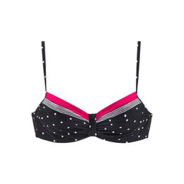 Lascana Damen B&uuml;gel-Bikini-Top, schwarz, Gr. 40, gepunktet, gestreift, Polyamid, Bikini-Oberteile