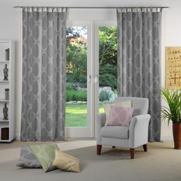 Vorhang WIRTH, B:135cm H:225cm, grau, Jacquard, Polyacryl, Polyester, Wohnzimmer, Gardinen, "Lahstedt"