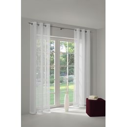 Vorhang WIRTH, B:600cm H:120cm, wei&szlig;, Voile, Polyester, Wohnzimmer, Gardinen, "SALLY", Store