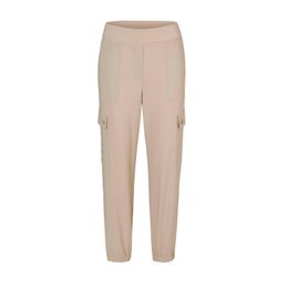 GOLDNER Damen Stoffhose "Hose im Cargo-Look", beige, Gr. 42, Obermaterial: 95% Polyester PES. 5% Elasthan EL., Hosen, Cargotaschen, Gummiband an Saum