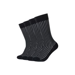 Camano Damen Socken "Socken 4er Pack", Gr. 43schwarz, 82% Baumwolle, 16% Polyamid, 2% Elasthan, gestreift, Socken, 4er Pack Ca-soft Piqu&eacute; Bund ohne