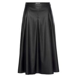 Lascana Damen Lederimitatrock, schwarz, Gr. 34, unifarben, Stoff, Obermaterial: 100% Polyester. Beschichtung: 100% Polyurethan, R&ouml;cke, in Midil&auml;nge,