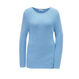 GOLDNER Damen Strickpullover "Figurschmeichelnder Pullover aus reiner Baumwolle", blau, Gr. 44, Obermaterial: 100% Baumwolle CO., Pullover