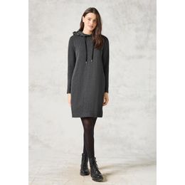 Cecil Damen Midikleid, grau, Gr. L, gestreift, Stoff, 67% Polyester, 30% Viskose, 3% Elasthan, Kleider, mit Kapuze