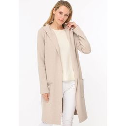 Zwillingsherz Damen Strickjacke ""Janina"", beige, Gr. L, Obermaterial: 50% Viskose, 27% Polyester, 23% Nylon, Strickjacken, Kapuze, Taschen,