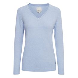 oxmo Damen Strickfleece-Pullover "Strickpullover OXIlva", blau, Gr. M, Obermaterial: 74% Polyacryl PAN. 23% Nylon NY. 3% Elasthan EL., Pullover