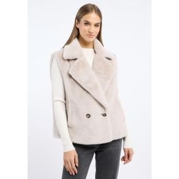 Frieda & Freddies New York Damen Fellimitatweste "Fake Fur Vest / Leo", beige, Gr. 38, FRIEDA & FREDDIES, unifarben, 100% Polyester, Westen