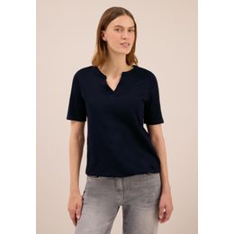 Tunikashirt Cecil, Damen, Gr. L (42), blau (urban dunkelblau), Web, 100% Baumwolle, unifarben, normal normal, Rundhals, abgesteppt, Shirts, aus reiner Baumwolle