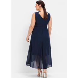 sheego Damen Abendkleid "Abendkleid", blau, Gr. 56, unifarben, Chiffon, 100% Polyester, Kleider