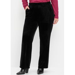 sheego Damen Stretch-Hose, schwarz, Gr. 48, unifarben, 92% Polyester, 8% Elasthan, Hosen