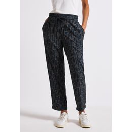 Street One Damen Jerseyhose, blau, Gr. 38, gemustert, Stoff, 100% Viskose, Hosen, Middle Waist
