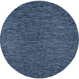 Teppich Bruno Banani, H:4mm &Oslash;:120cm, blau, Kunstfaser, Wohnzimmer, Teppiche, "Venezia", Flachgewebe, Sisal-Optik, meliert, UV-best&auml;ndig, Outdoor