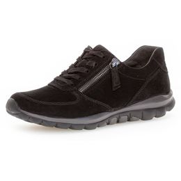 Damen Keilsneaker, Gabor Rollingsoft, Gr. 35, schwarz, Nubukleder, unifarben, Schuhe, Freizeitschuh, Halbschuh, Schnürschuh mit Logo an der Ferse