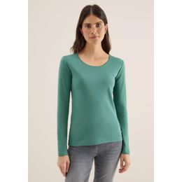 Cecil Damen Langarmshirtjewel grün, Gr. XL, unifarben, Web, 100% Baumwolle, Shirts, aus reiner Baumwolle