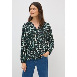 Cecil Damen Shirtbluse, gr&uuml;n, Gr. M, gemustert, Stoff, 100% Viskose, Blusen, aus softer Viskose