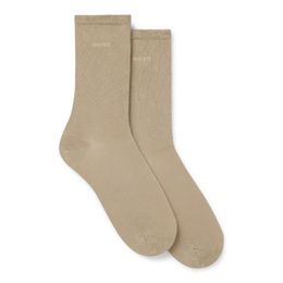 BOSS Damen Businesssocken "2P RS Uni Logo CC W", Gr. 39, beige, Baumwolle, unifarben, Socken, mit BOSS Schriftzug